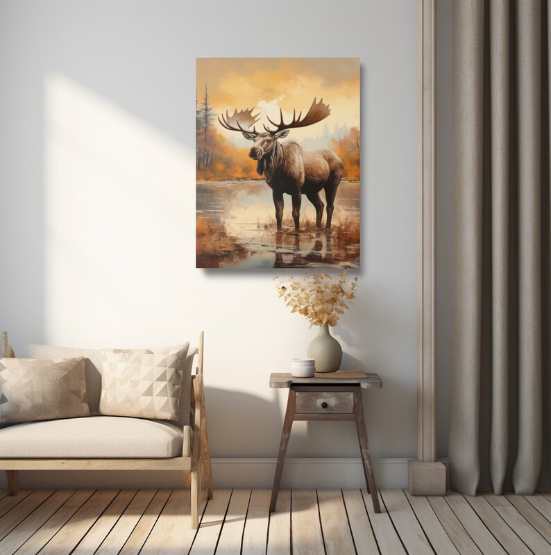 Moose on A River Wall Art, Majestic Moose Home Decor, Moose Decorations ...