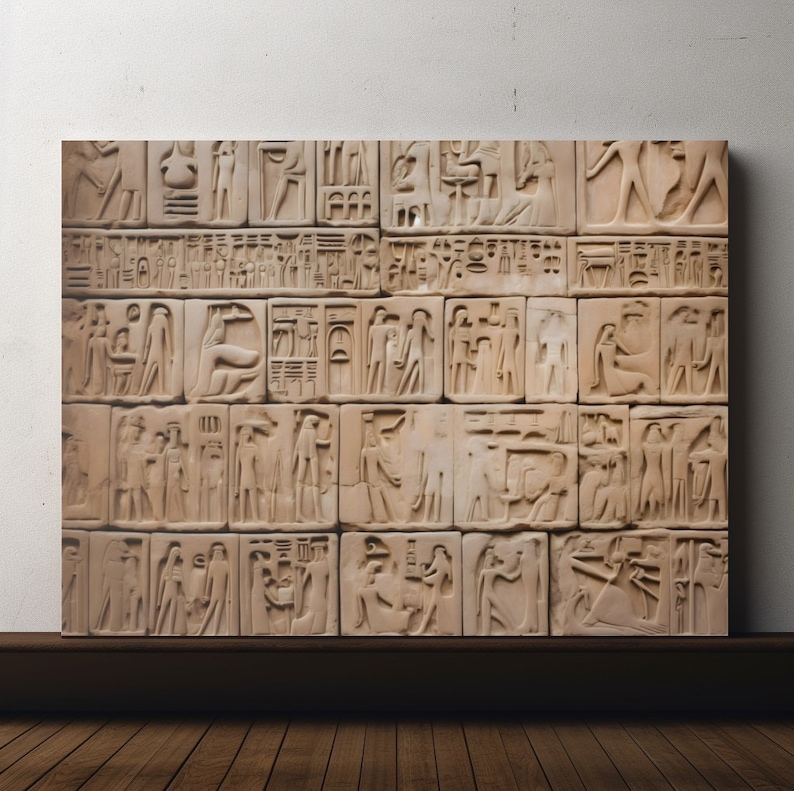Egyptian Hieroglyphs Canvas, Ancient Egypt Wall Art, Egyptian Symbols ...