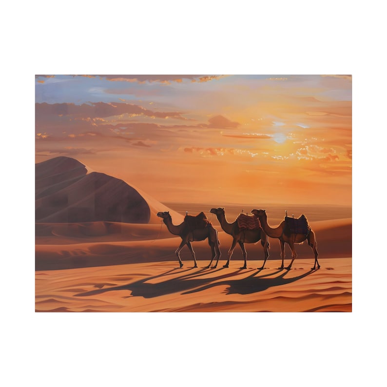 Camels Desert Canvas Print: Oil Painting Wall Art - Etsy