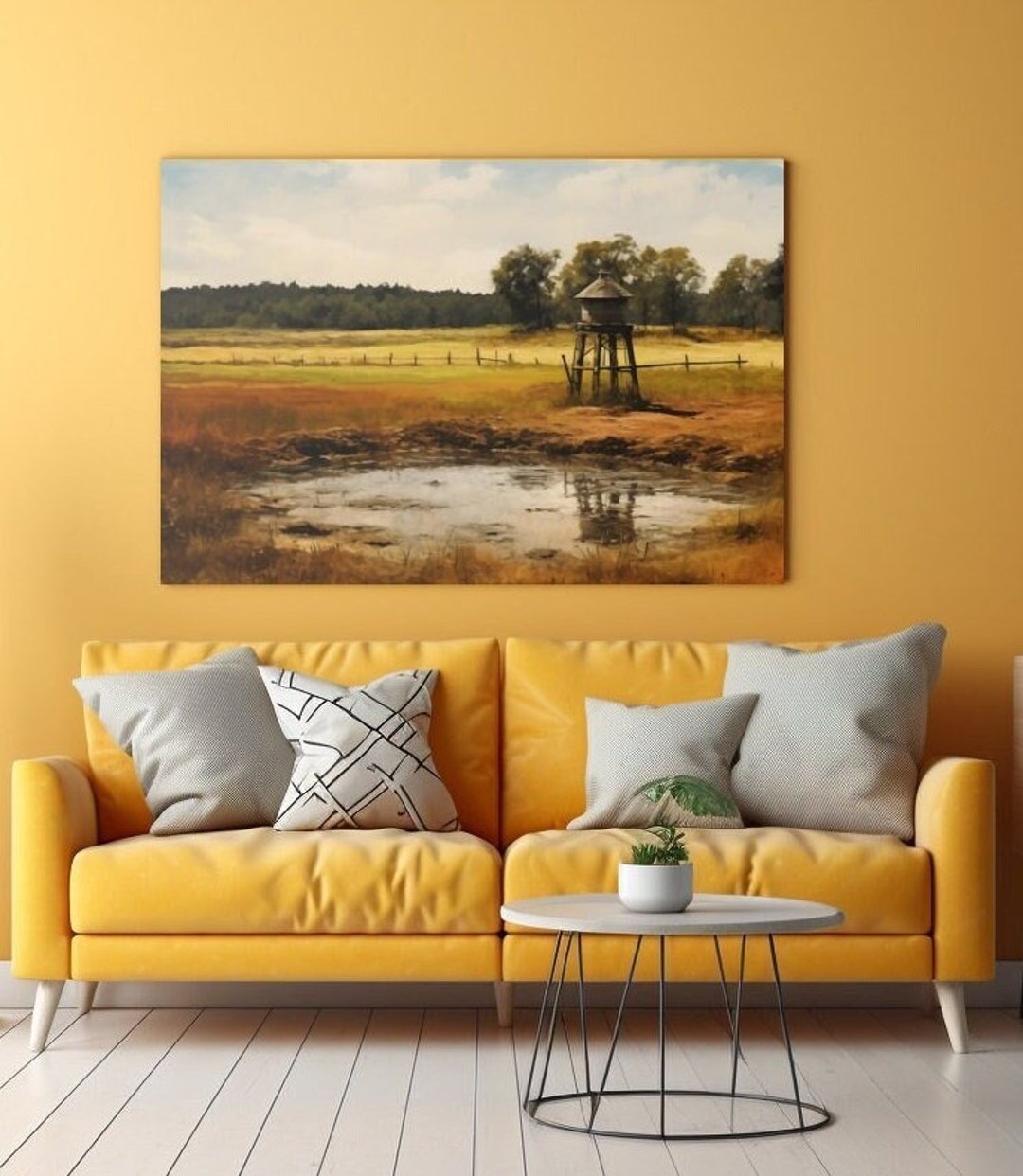 Vintage Water Tower in Farm Field, Water Tower Wall Decor, Modern ...