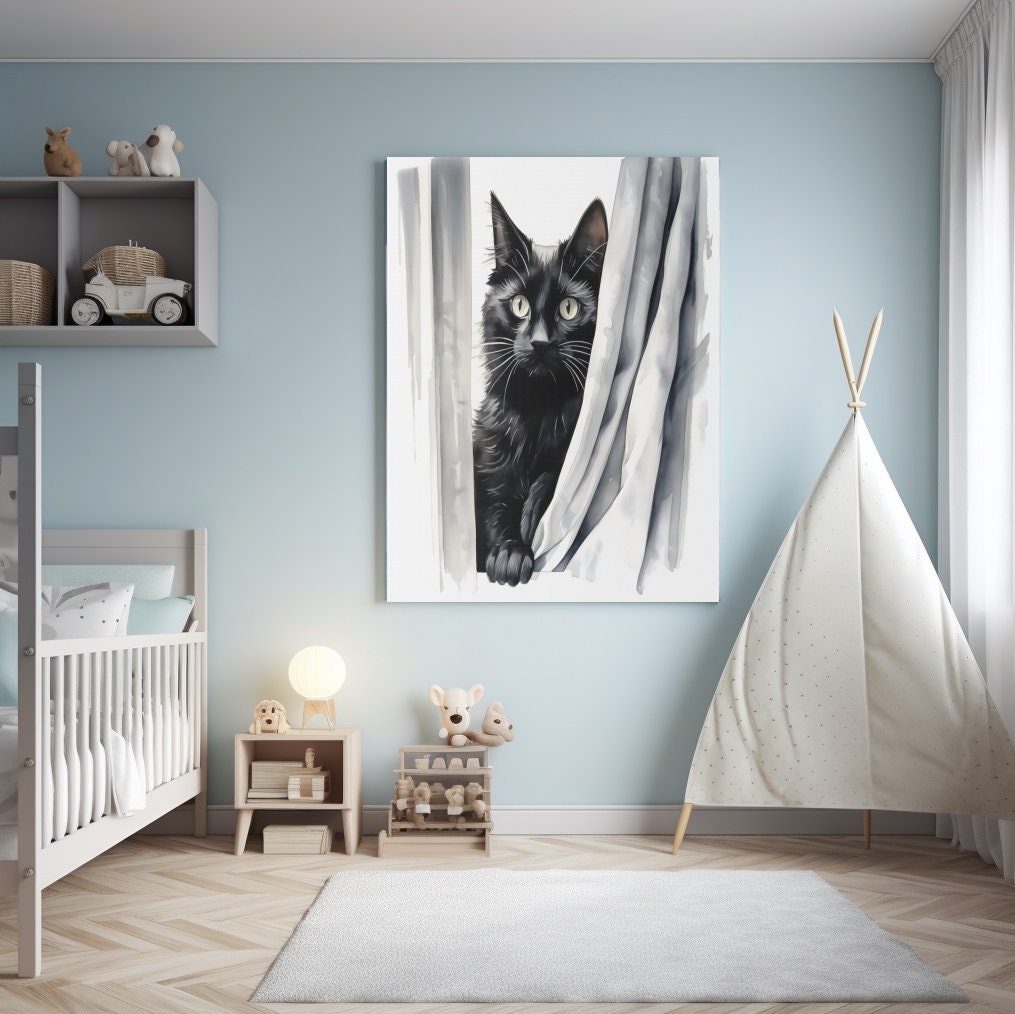 Curious Cat Wall Canvas, Curious Cat Canvas Art - Etsy