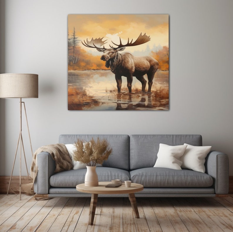 Moose on A River Wall Art, Majestic Moose Home Decor, Moose Decorations ...