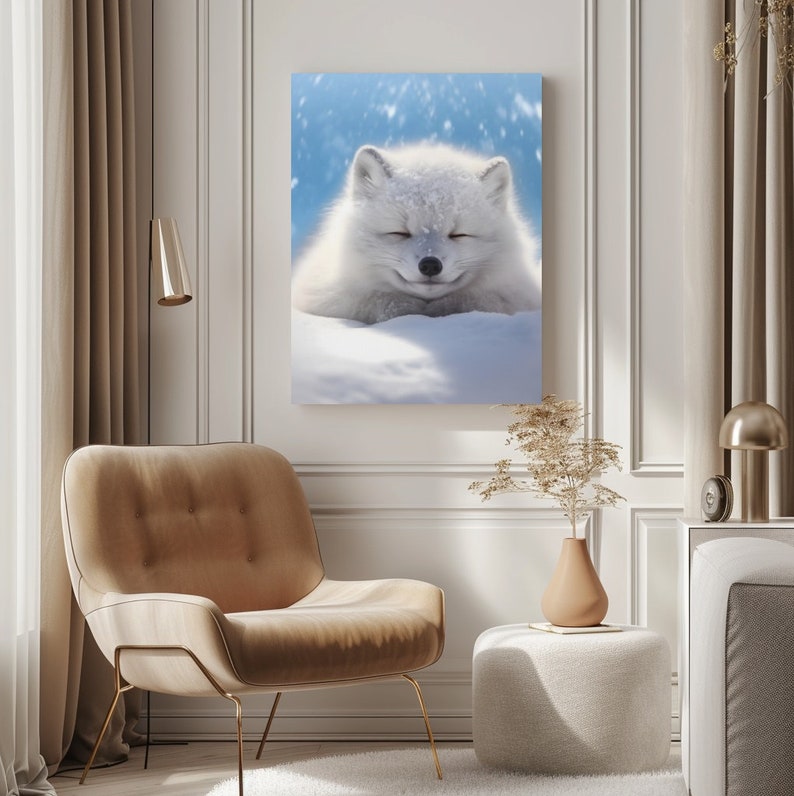 Arctic Fox Canvas, Adorable Arctic Fox Canvas Poster, Cute Animal Wall ...