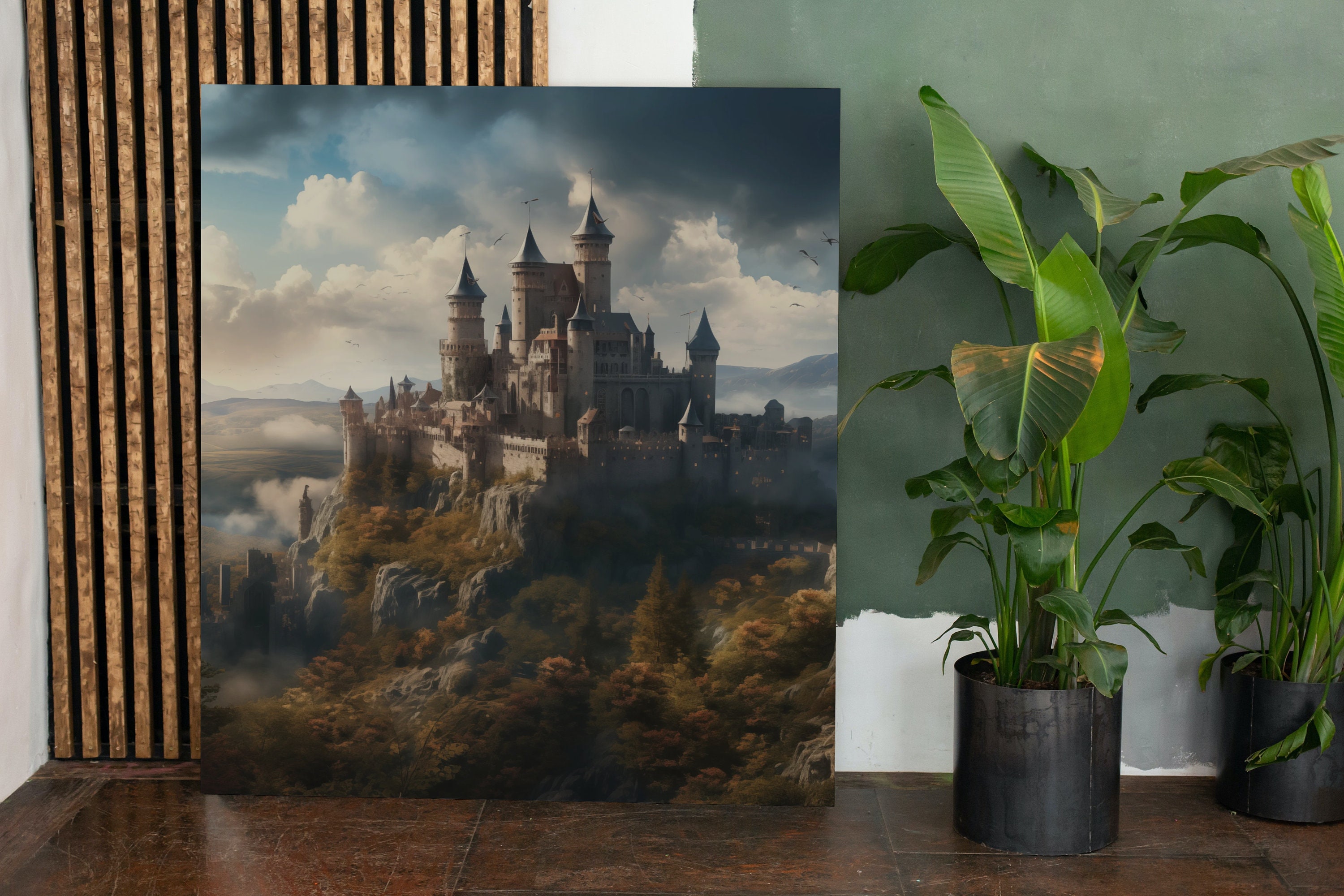 German Fantasy Castle Canvas Art, Medieval Castle Home Decor, Castle ...