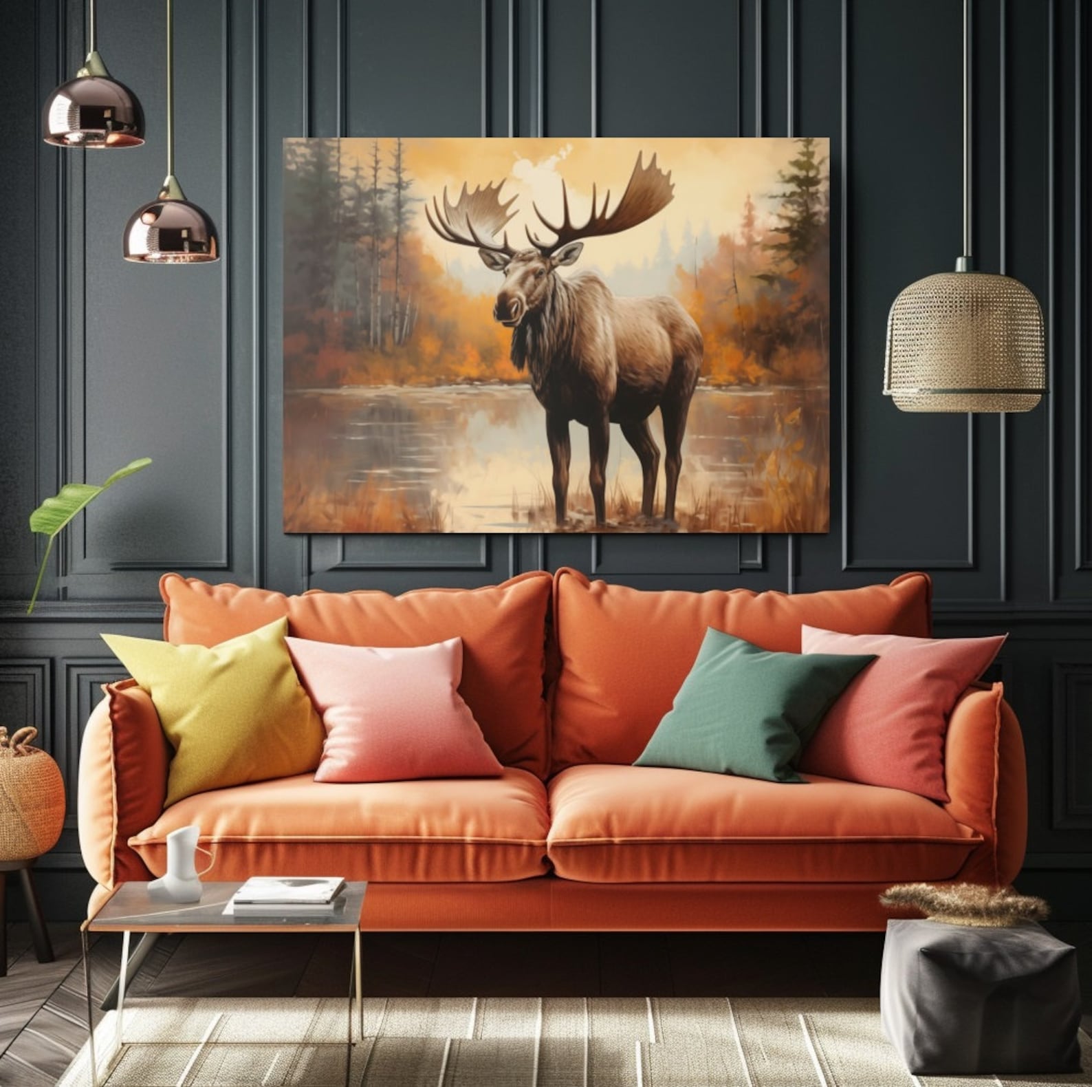 Moose on A River Wall Art, Majestic Moose Home Decor, Moose Decorations ...