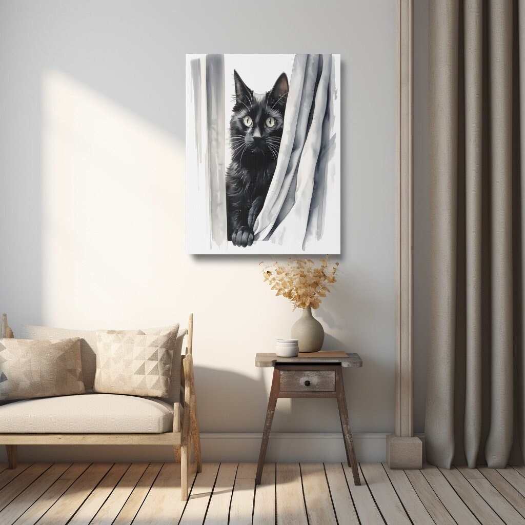 Curious Cat Wall Canvas, Curious Cat Canvas Art - Etsy