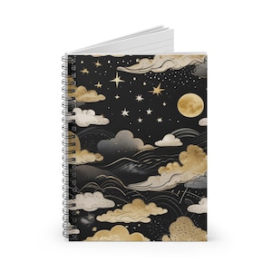 Celestial Dream Journal, Night Sky Spiral Notebook, Lined Notebook for ...