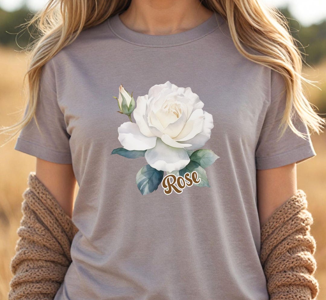 White Rose Flower T-shirt, Women's Flower Lover Shirt, Floral Tee - Etsy