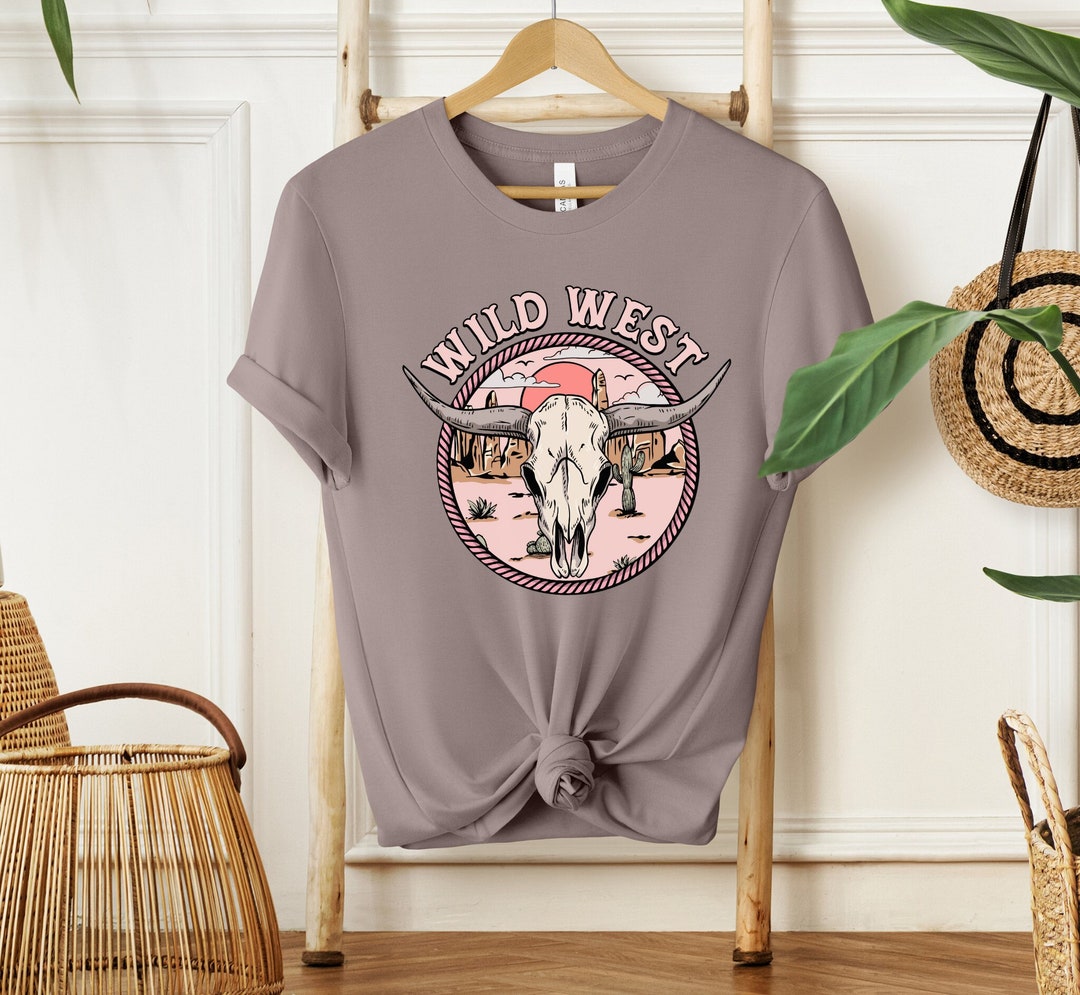 Wild West Tee, Desert Cow Skull T-shirt, Western Themed Tee, Cute ...