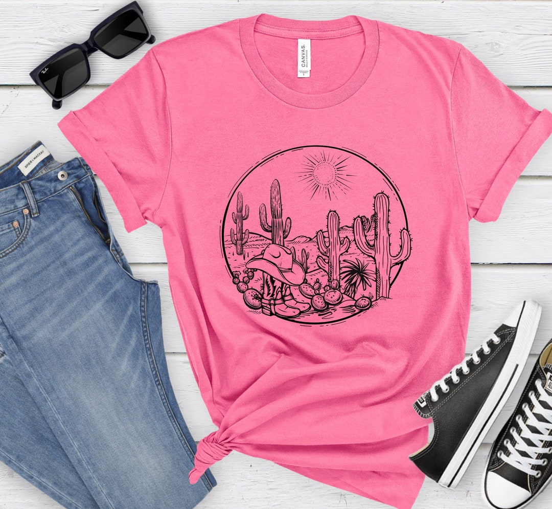 Western Desert Scene T-shirt, Cowboy Hat and Boots Tee, Cowgirl T-shirt ...