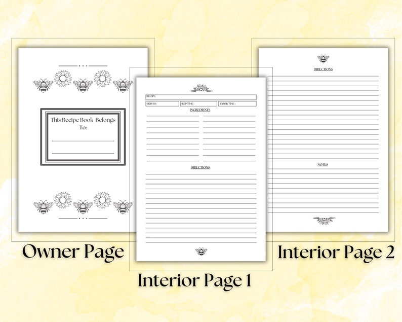 Yellow Gingham Printable Recipe Book Cottagecore Printable Cookbook ...