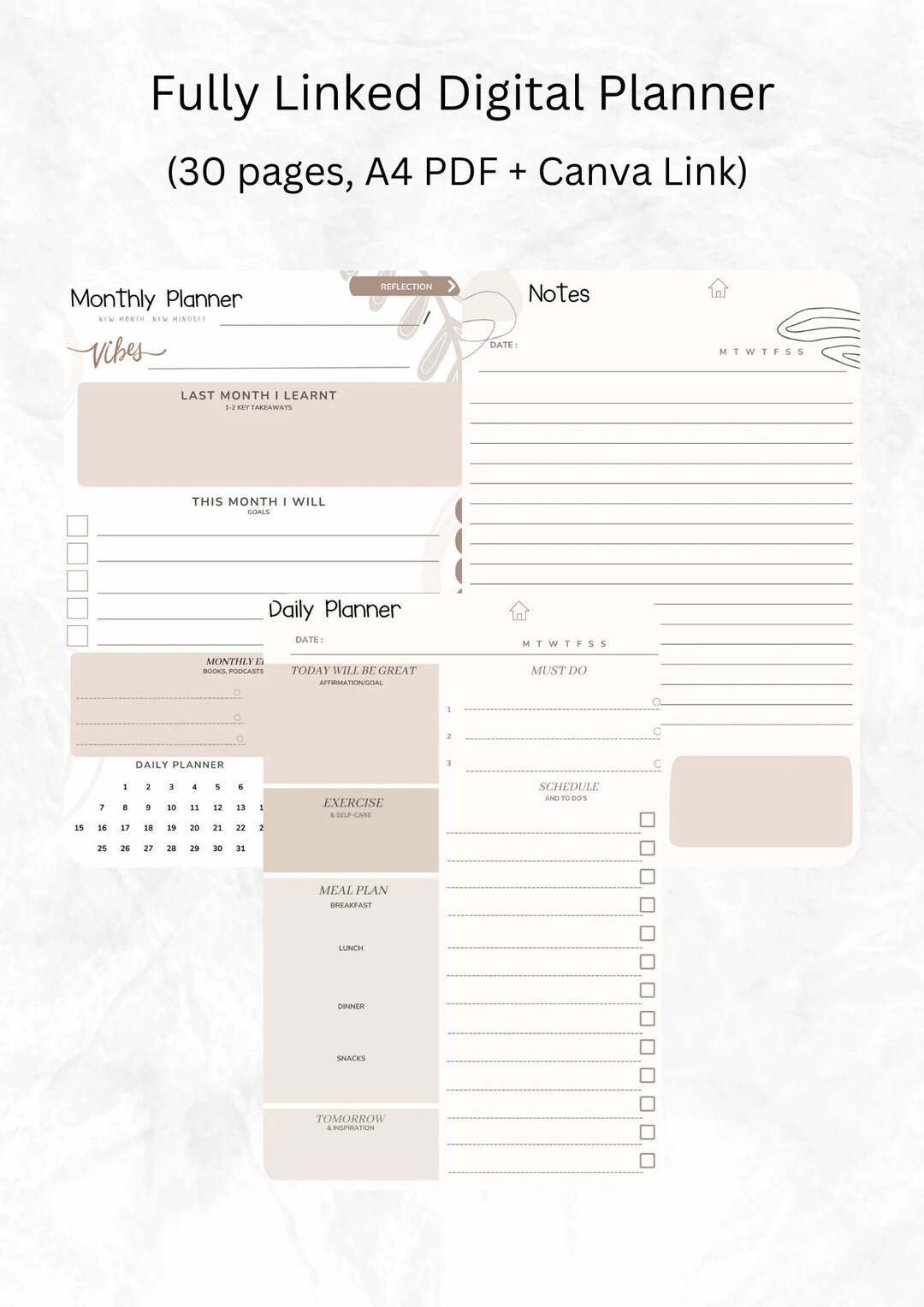 Fully Linked Digital Planner PLR - Etsy