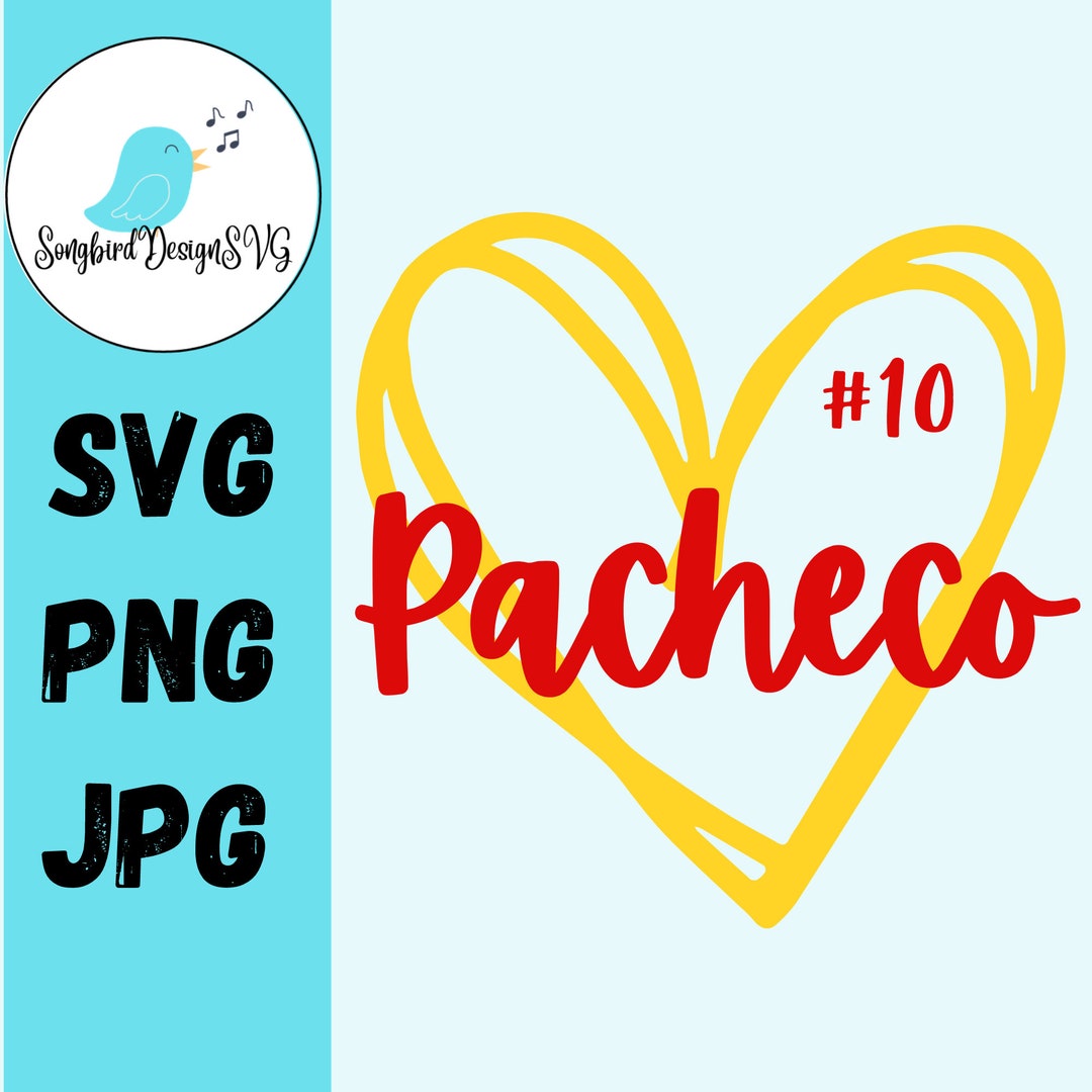 Pacheco #10 in Heart SVG, PNG, JPG | Kansas City Chiefs Player ...