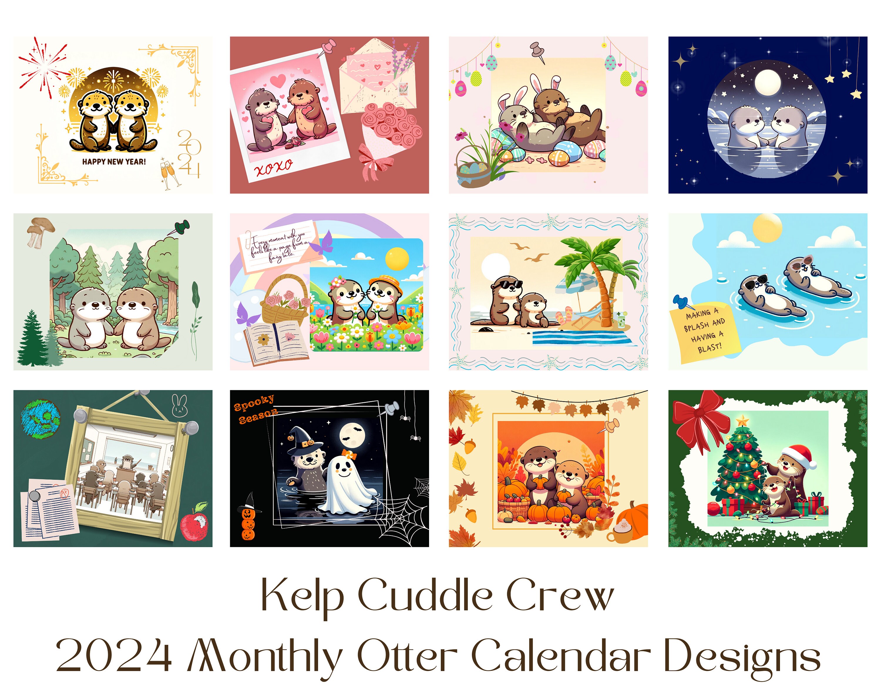 2024 Desk Calendar Cute Cartoon Otter Design - Etsy