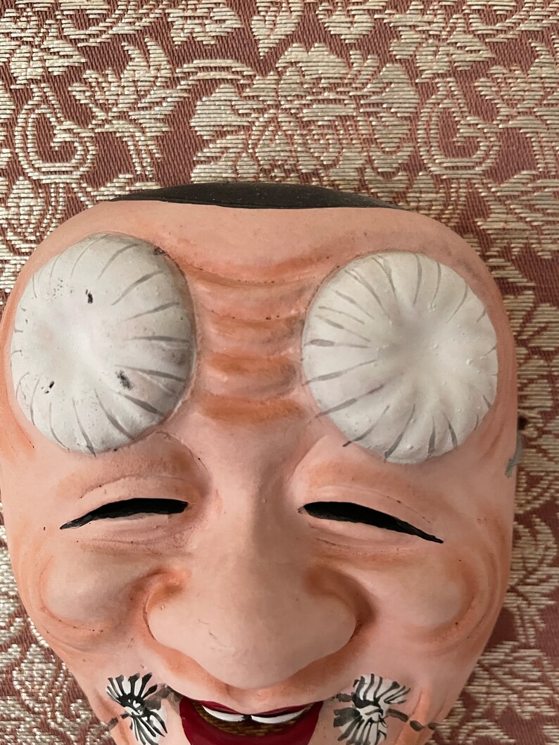 Vintage Noh Painted Ceramic Okina Old Man Smiling Mounted Wall Art - Etsy