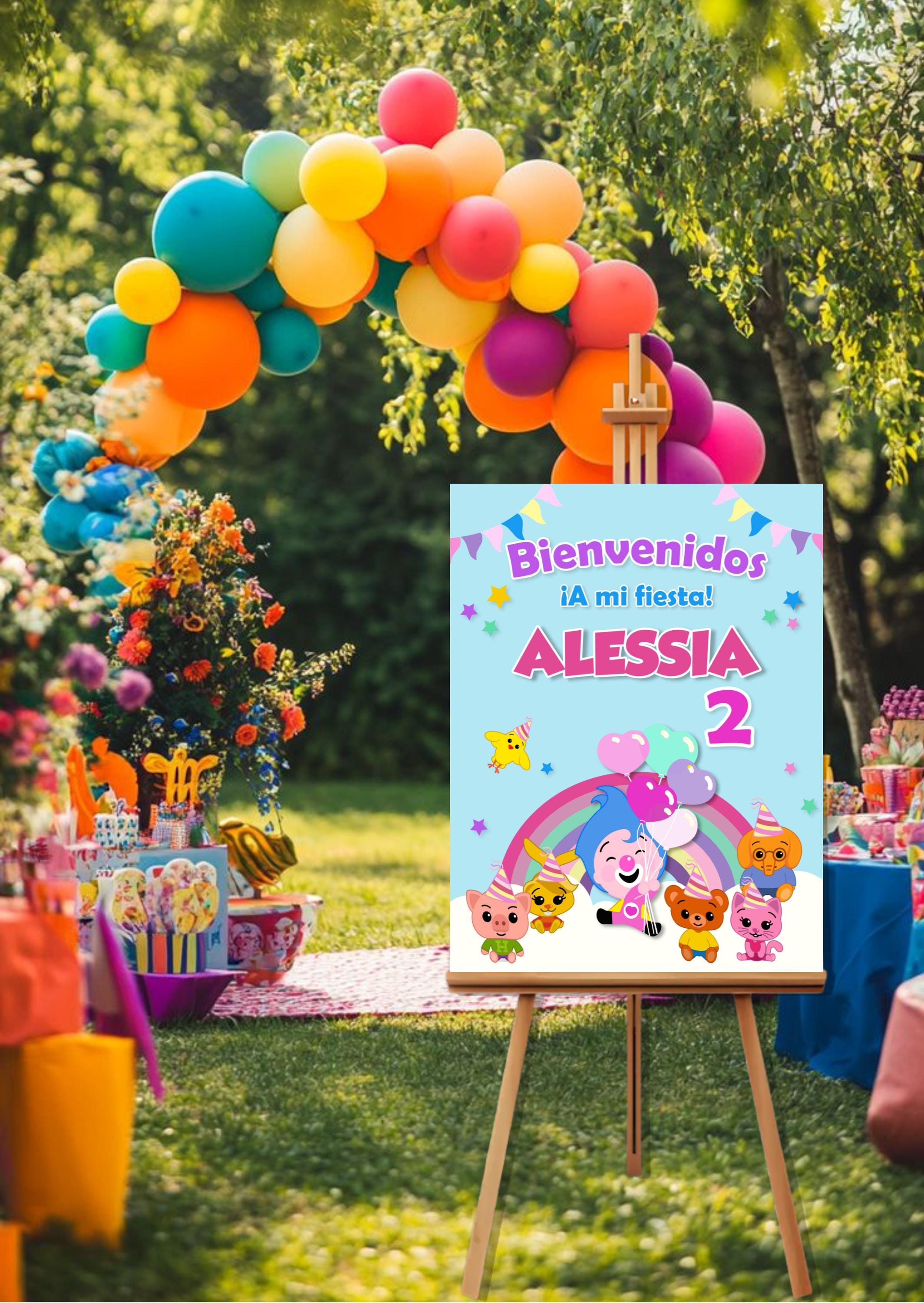 Pink Plim Plim Birthday Welcome Sign, Pink Plim Plim Birthday ...