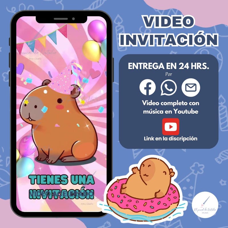 Capibara invitacion - Etsy México