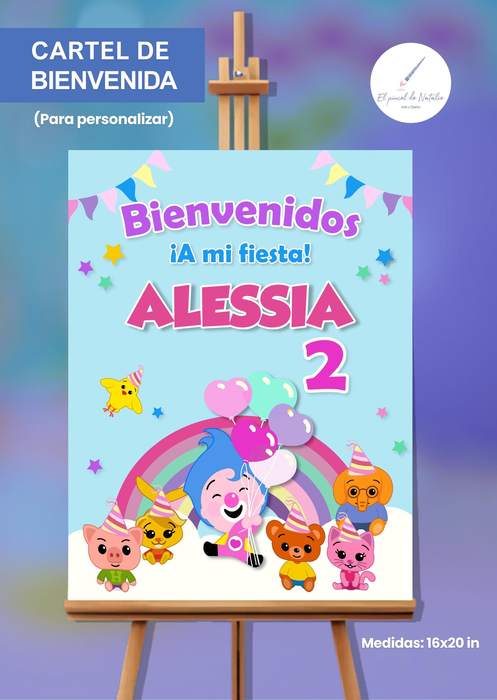 Pink Plim Plim Birthday Welcome Sign, Pink Plim Plim Birthday ...