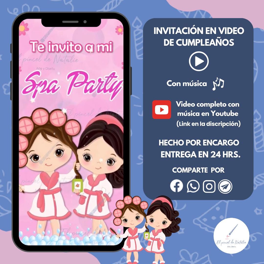 Animated Spa Birthday Invitation, Personalized Video Invitation for a ...