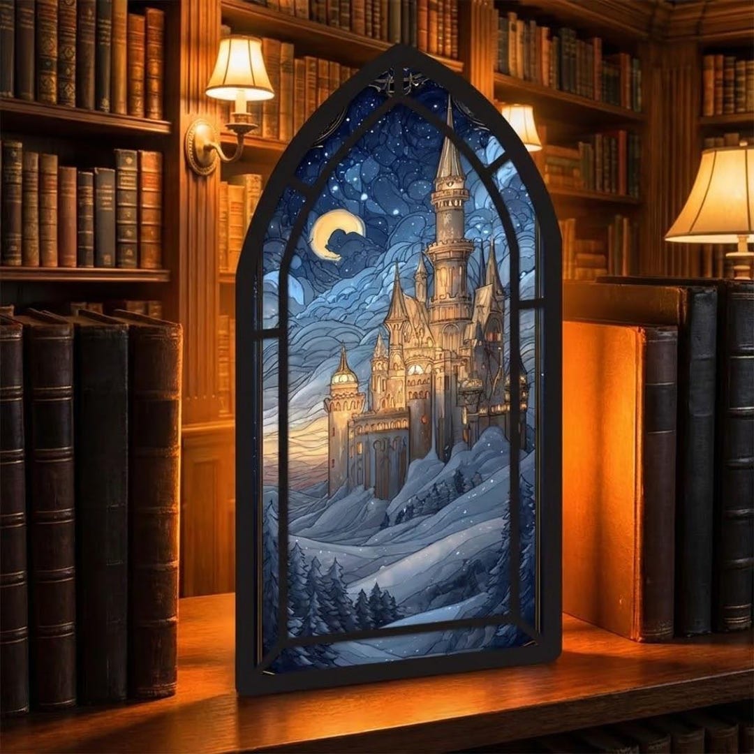 Fantasy Castle Book Nook Insert, Gothic Arch Bookshelf Decor, Magical ...