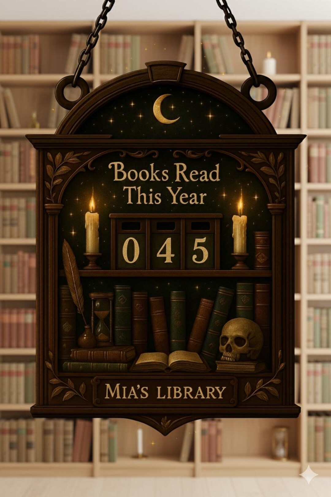 Books Read Tracker Sign – Dark Academia Reading Tracker, Personalized ...