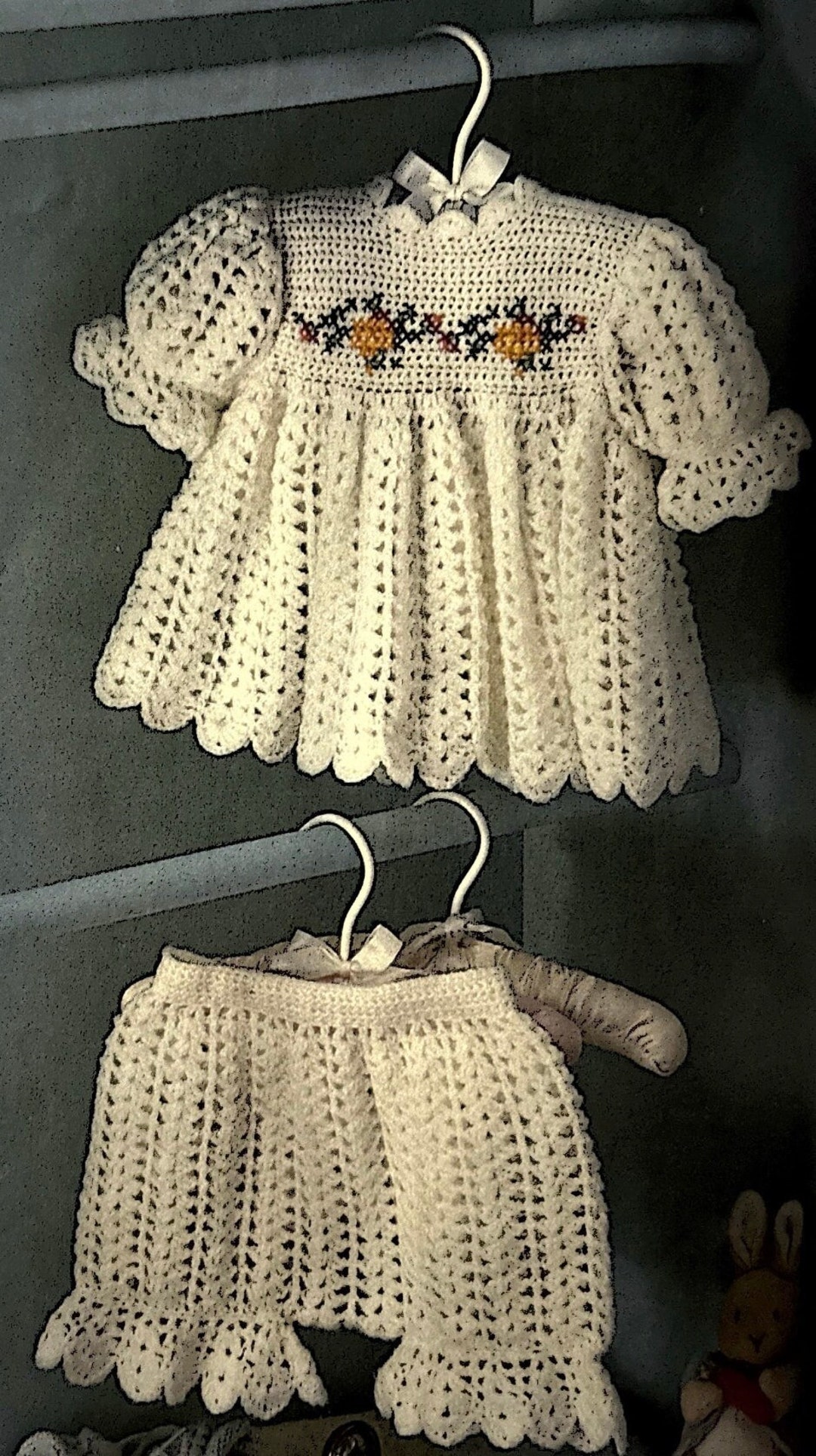 Retro Crochet Pattern Dress Garden Flower Diaper Pants Toddler Baby PDF ...