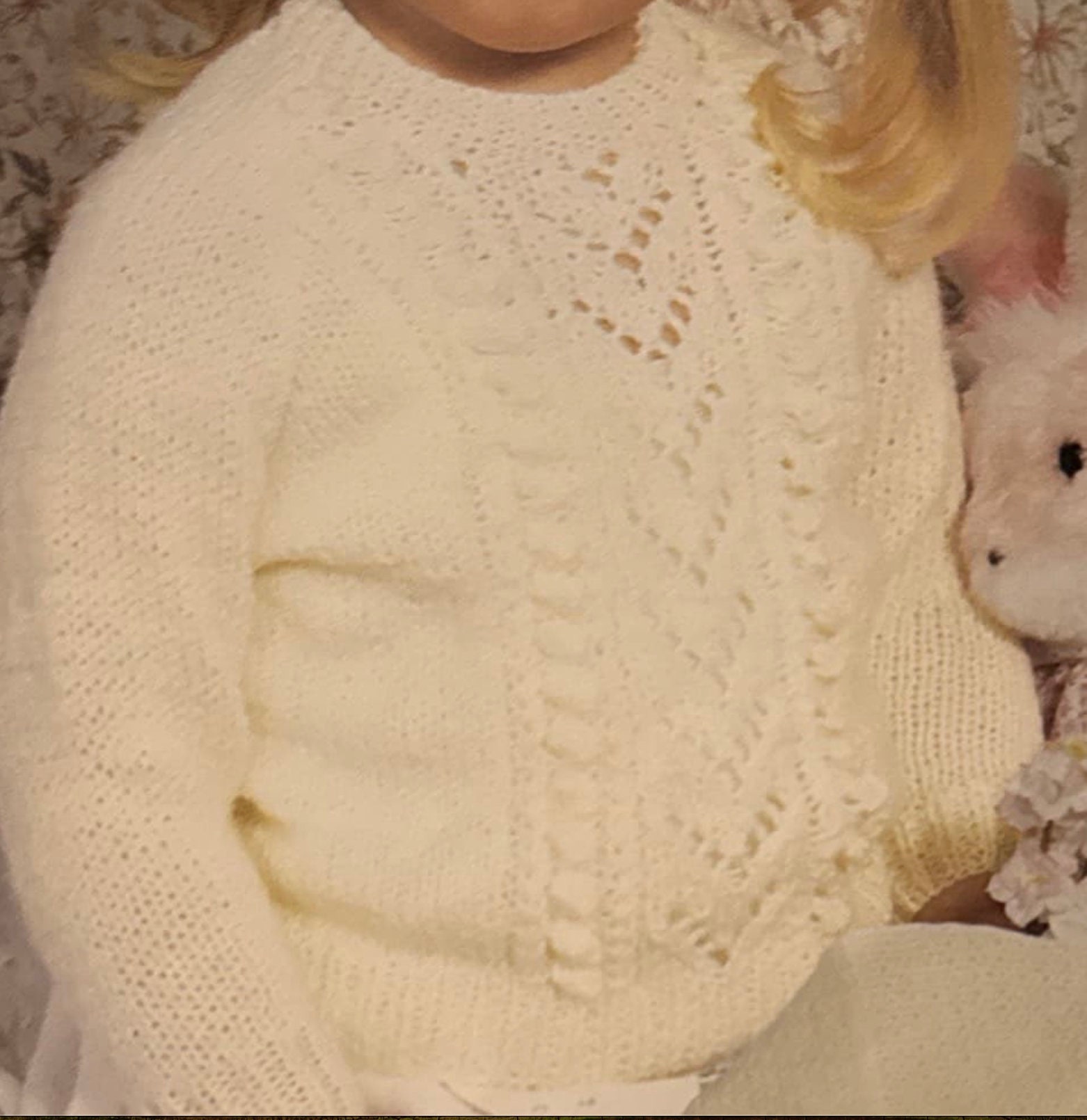 Vintage Knitting Pattern Baby Toddler Round Neck Lace Panel Sweater ...