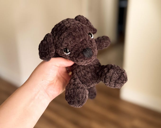 Chocolate Lab Plushie, Crochet Puppy, Crochet Dog, Crochet Stuffed ...