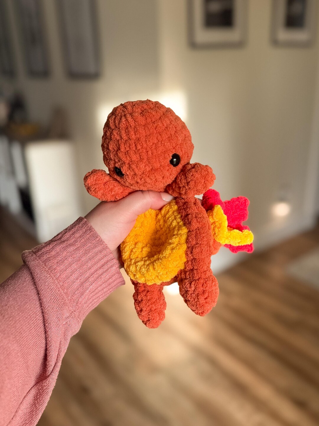 Char Plushie, Crochet Handmade Fire Dragon, Crochet Stuffed Plushie - Etsy