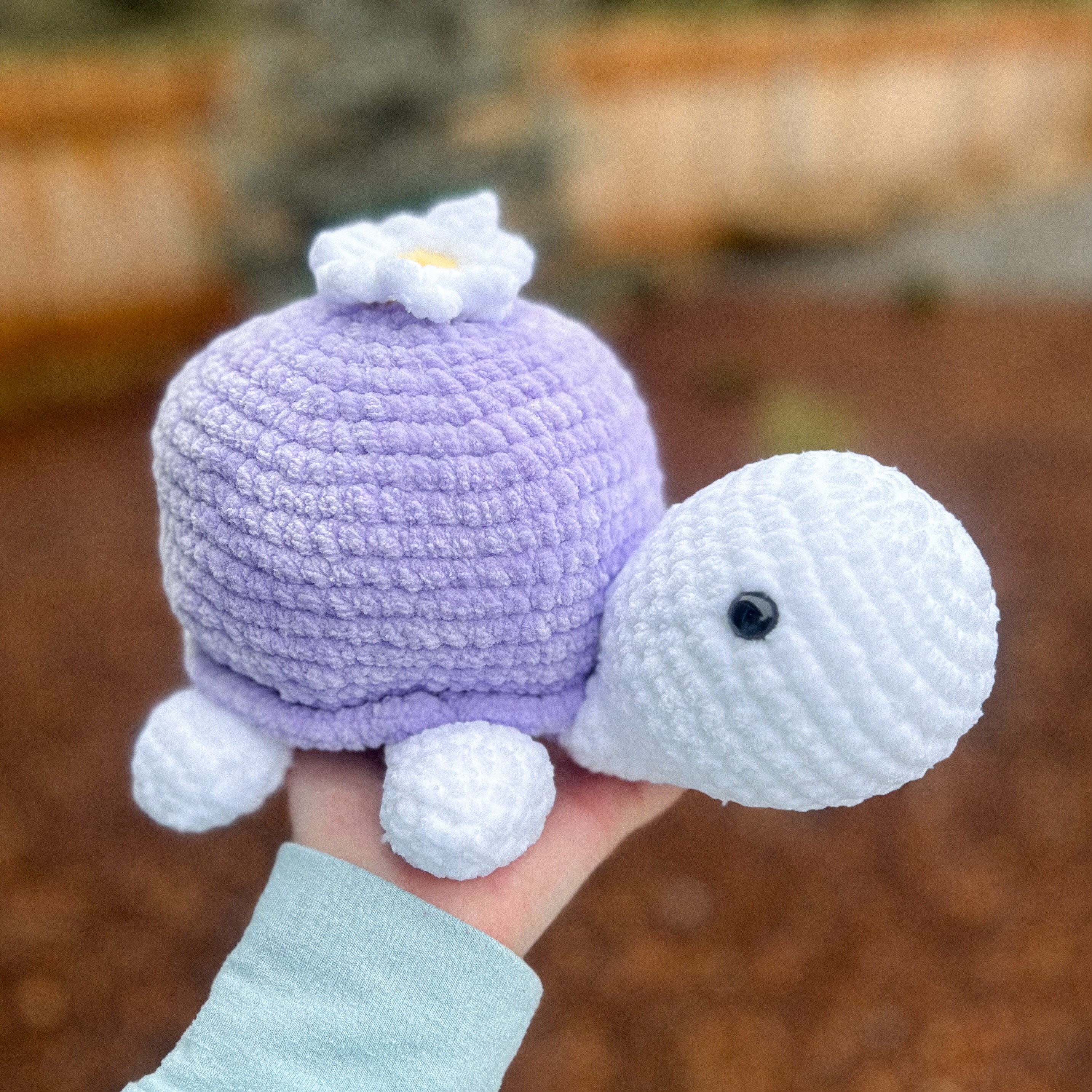 Lavender Daisy Turtle Plushie, Large Turtle, Turtle Friend, Crochet ...