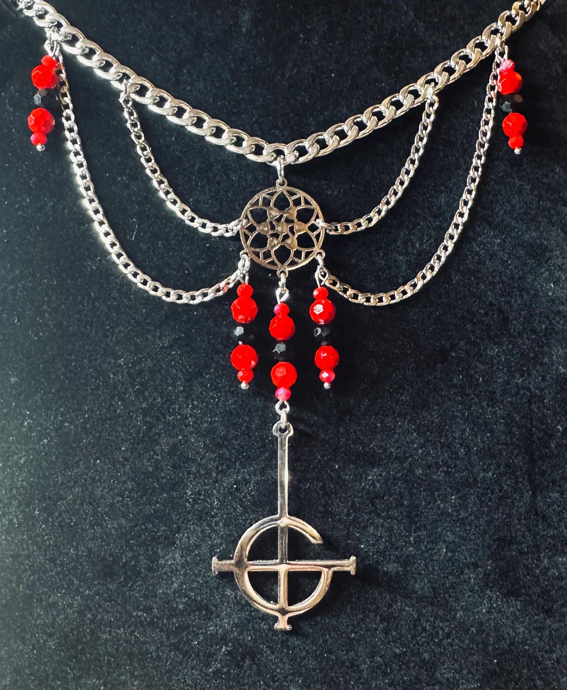 Ghost ~ Red & Black Grucifix Necklace - Etsy