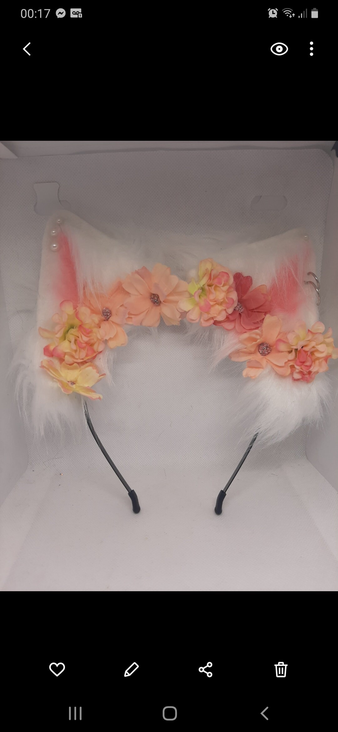 Cat Fox Ears White With Flower Detailing - Etsy
