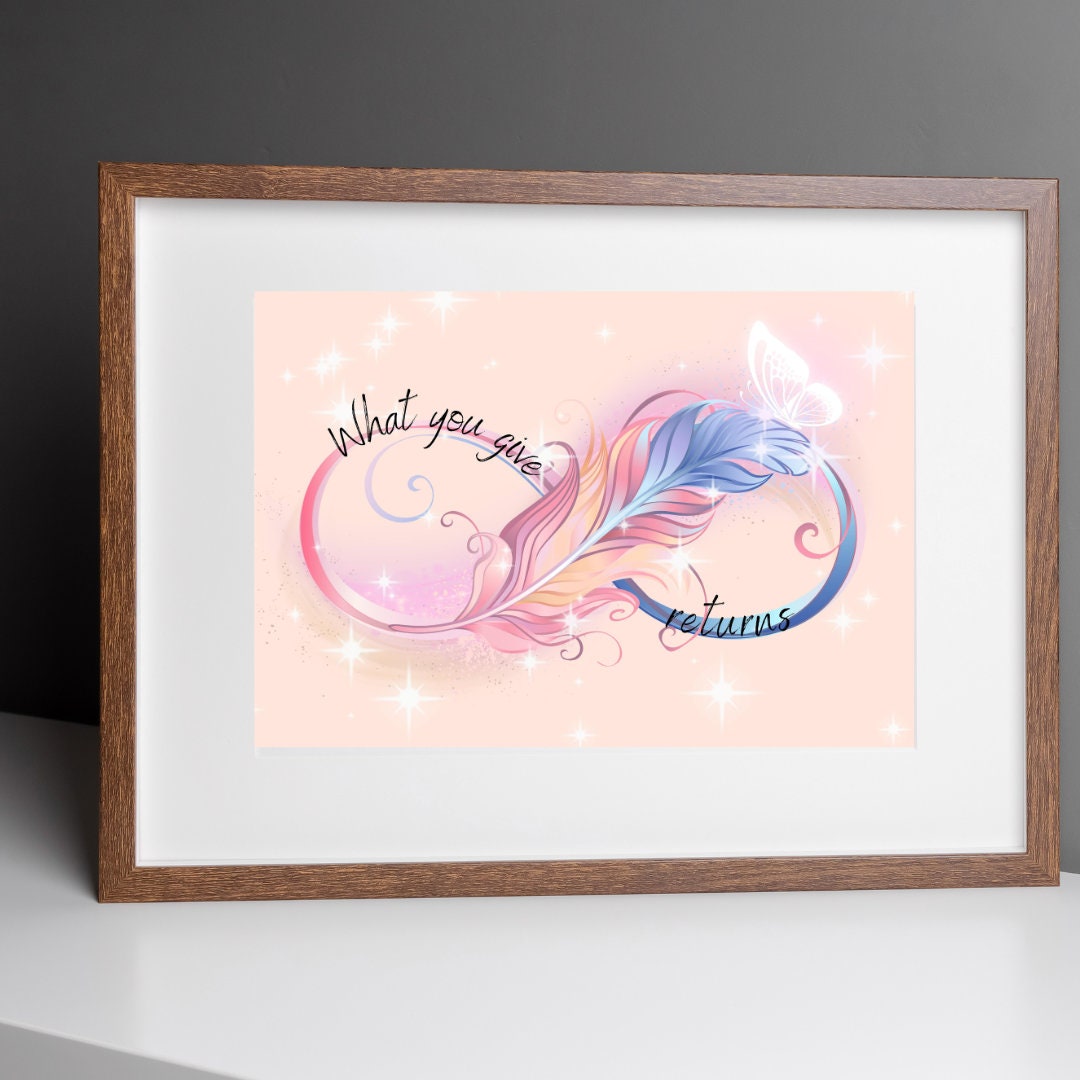 Infinity Symbol Wall Art, Infinite Circle With Feather and Phrase ...