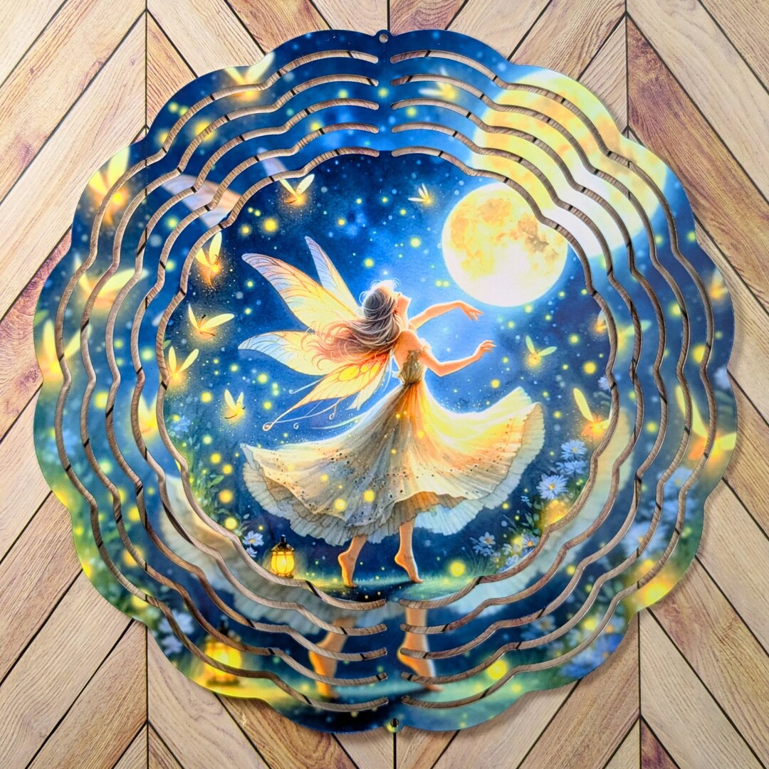 Dancing Fairy and Moon Wind Spinner for Outdoor Garden Yard Hanging ...
