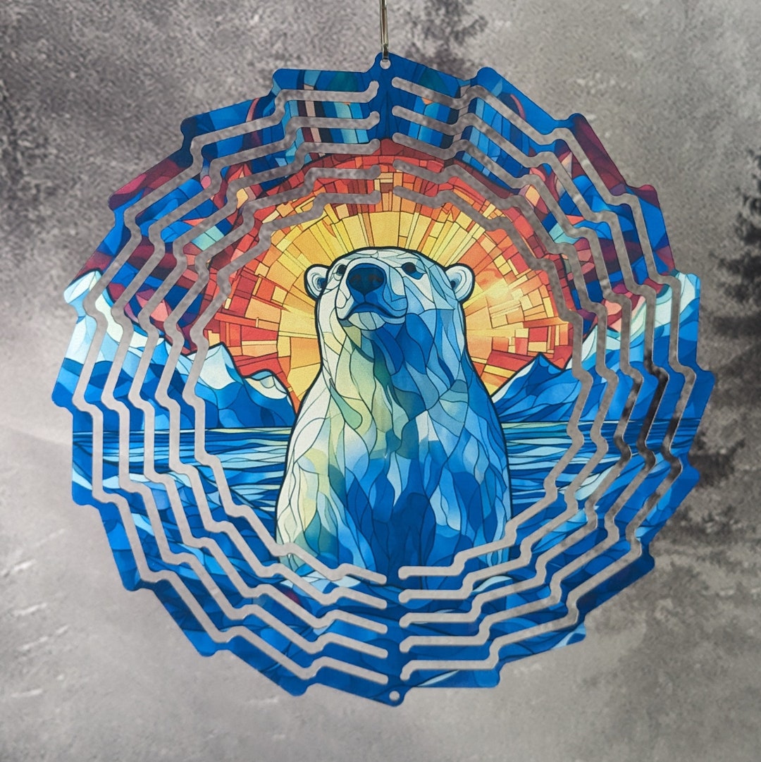 Polar Bear Sublimation Kinetic Wind Spinner Hanging Wind Spinner Yard ...