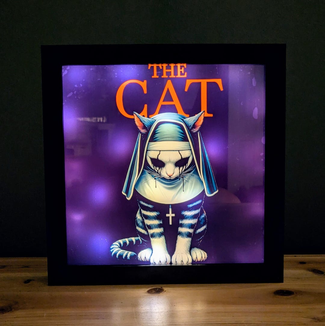 Handmade Funny Halloween Cat Movie Shadow Box (8x8) - Etsy