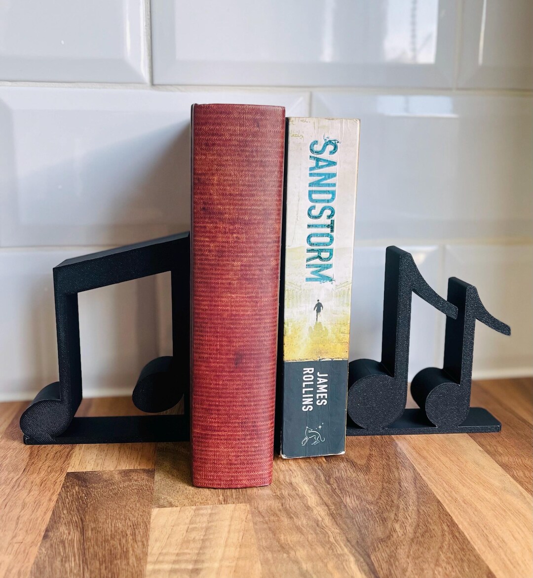 Thick Musical Notes Bookends With Slide Under Book Tab, 3D Printed ...
