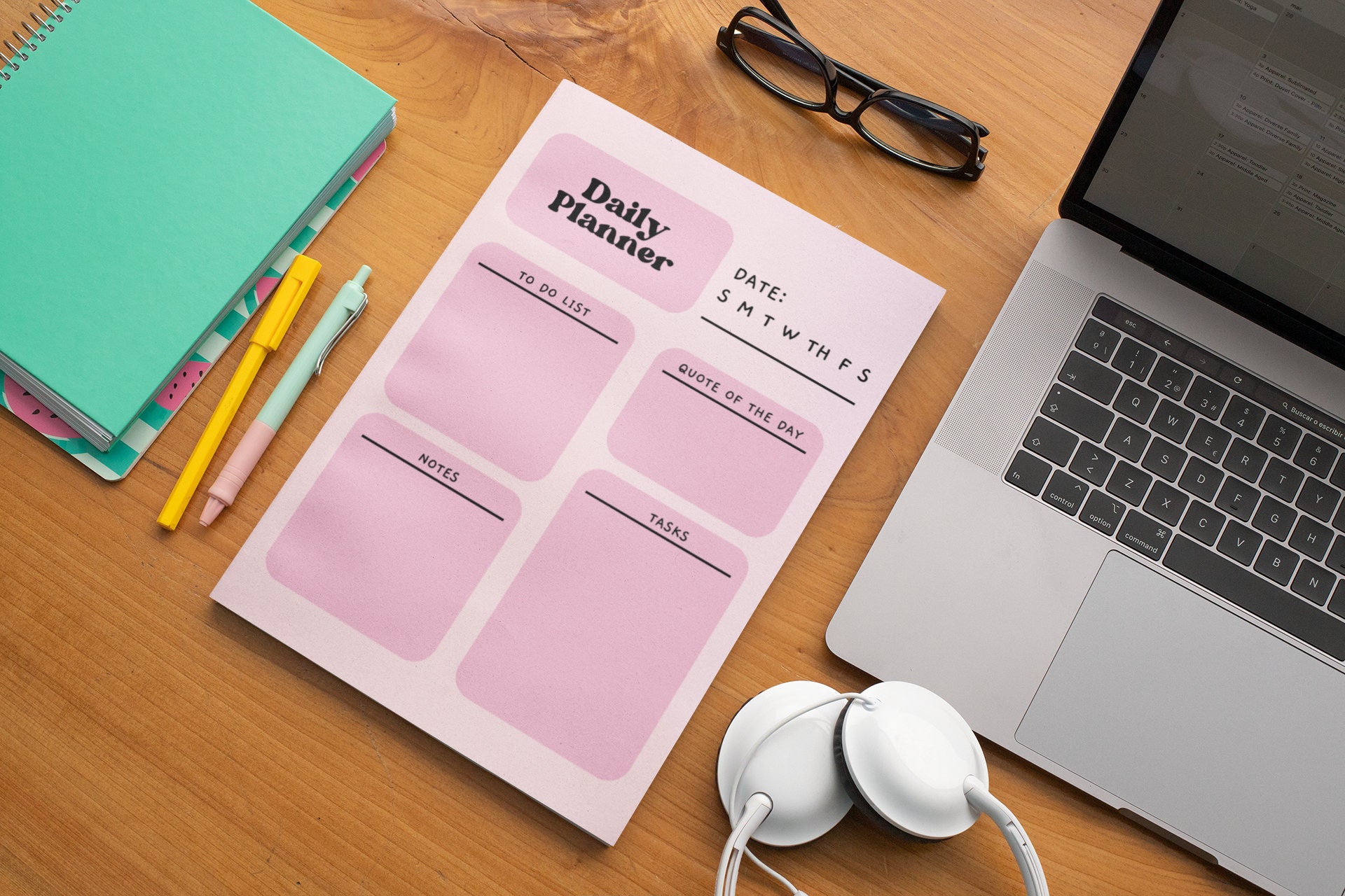 Pink Aesthetic Daily Planner, Instant Download, Daily Planner ...