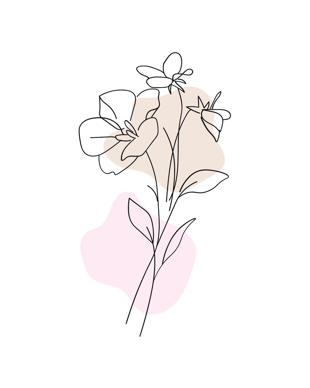 Fine Line Flower Wall Print - Etsy