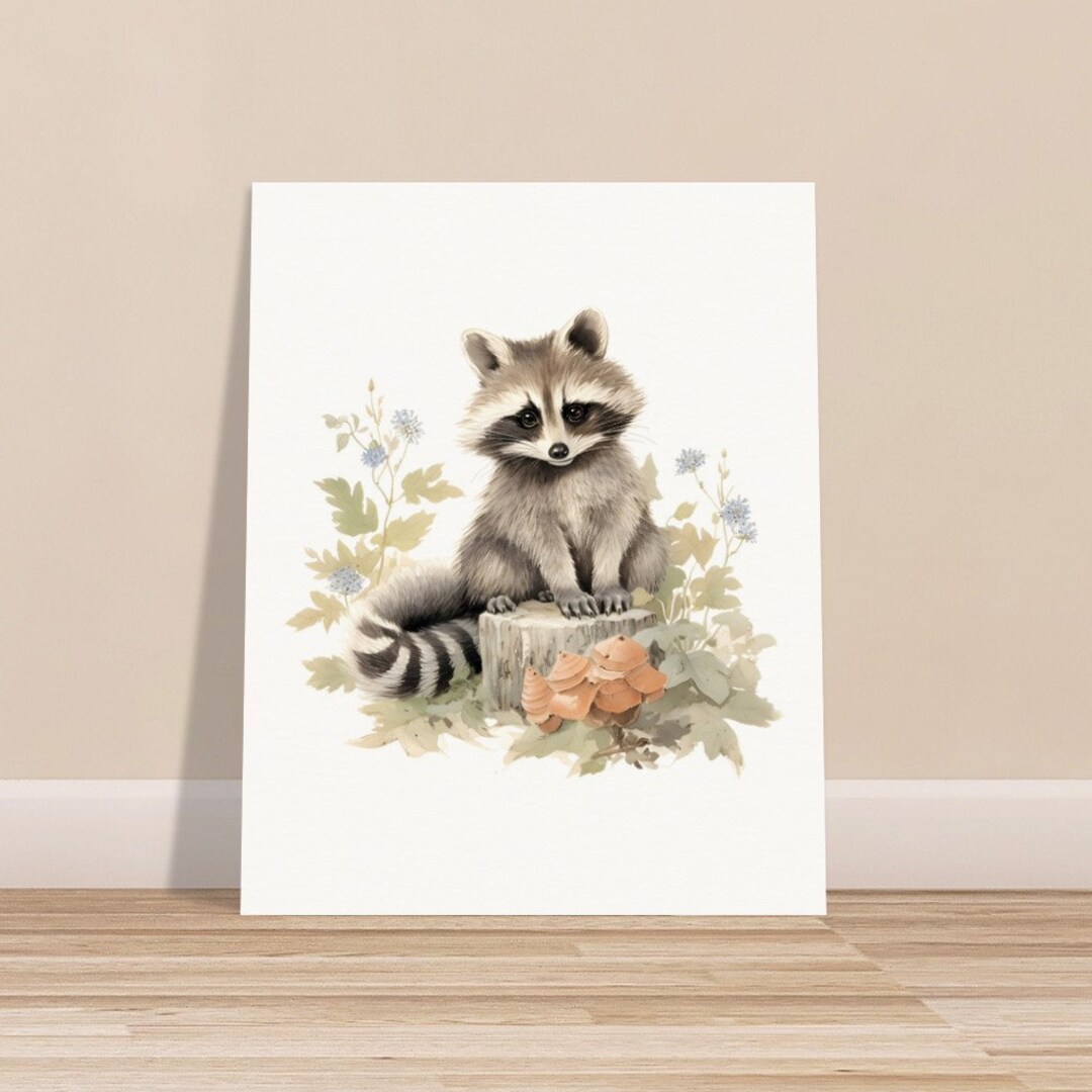 Raccoon Print, Raccoon Illustration, Raccoon Museum-quality Matte Paper ...