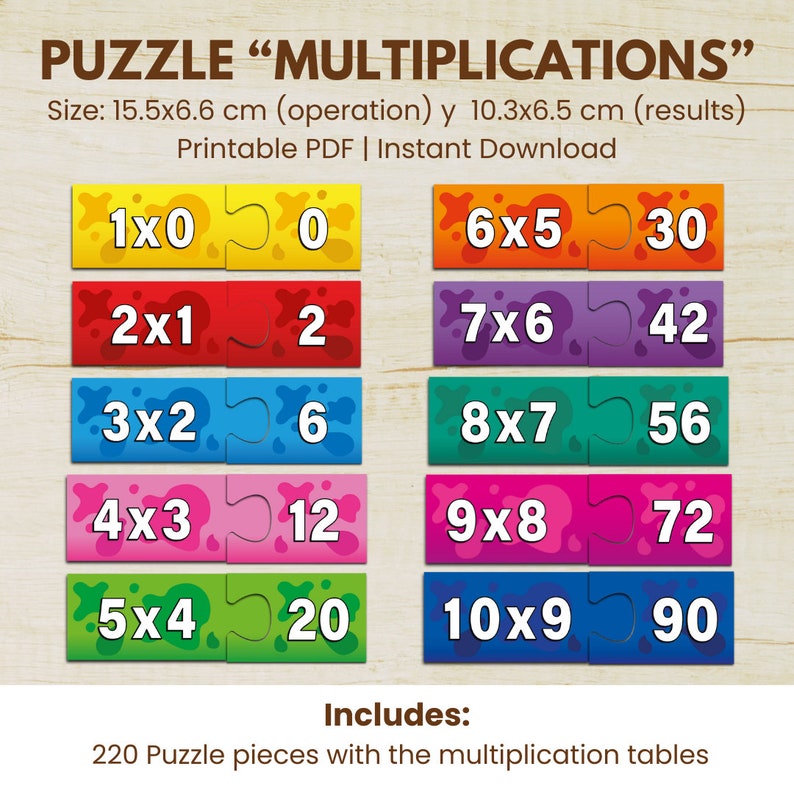 Multiplications Puzzle, Multiplication Game, Learn Multiplication ...