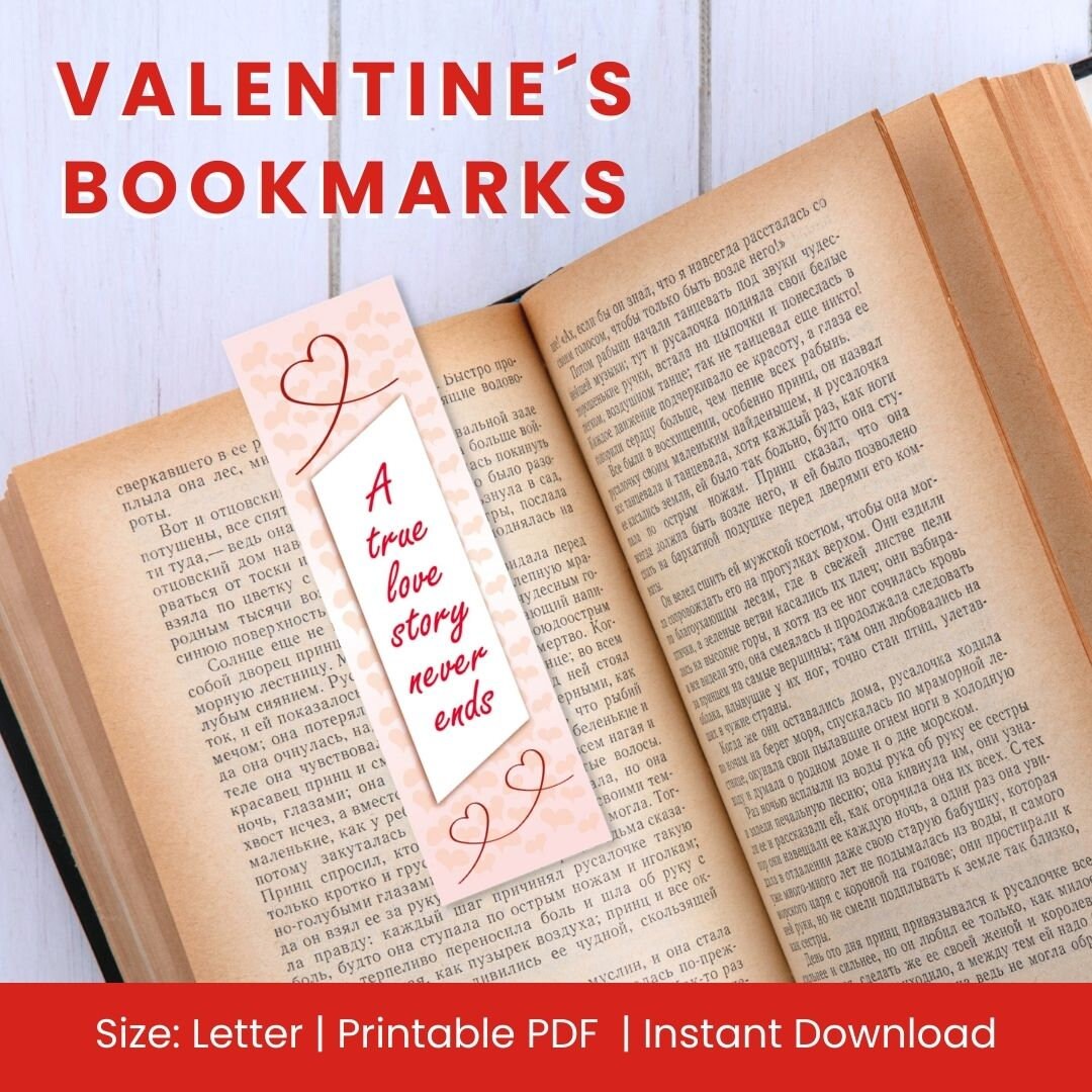 Valentine's Day Bookmark | 8 Different Designs | Printable PDF With ...