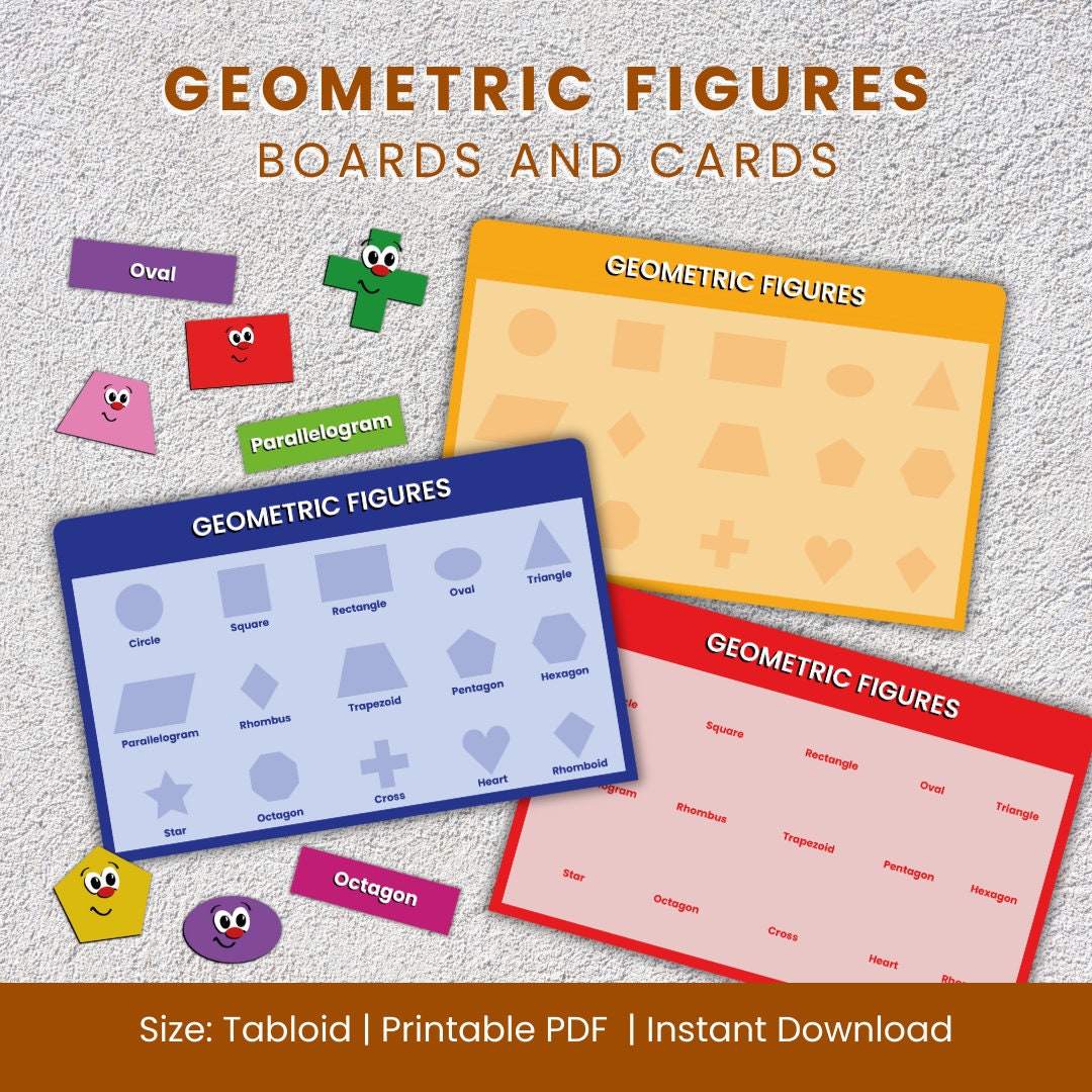 Children's Didactic Game, Matching Geometric Figures in English ...