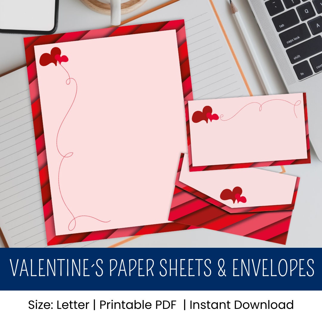 Valentine's Day Letters Valentine's Day Leaves and Envelopes Printable ...
