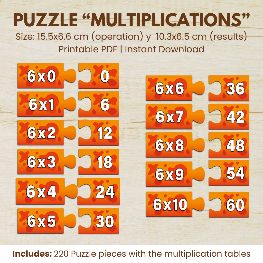 Multiplications Puzzle, Multiplication Game, Learn Multiplication ...