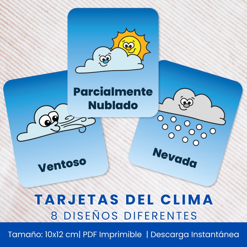 Children's Teaching Cards, Learn Spanish Vocabulary, Weather Cards ...