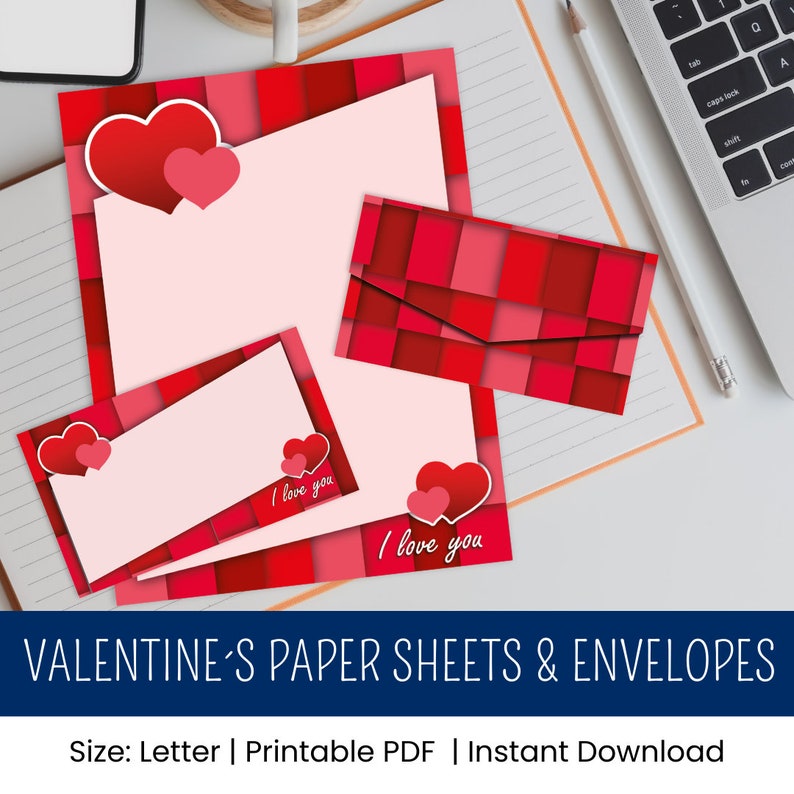 Cartas de San Valentin Hojas y Sobres de San Valentín PDF Imprimible ...