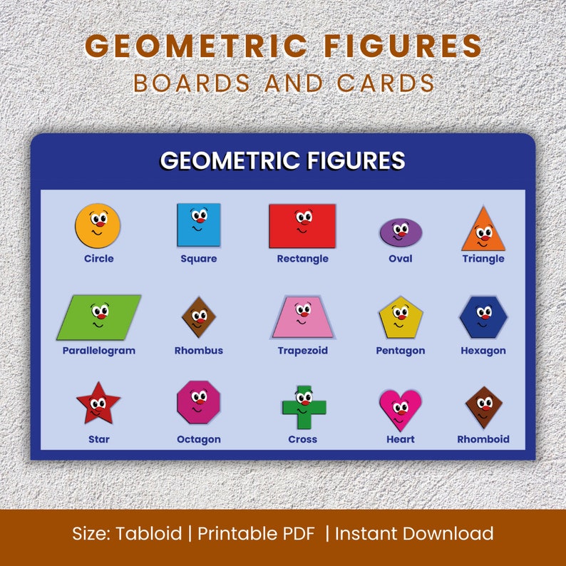 Children's Didactic Game, Matching Geometric Figures in English ...