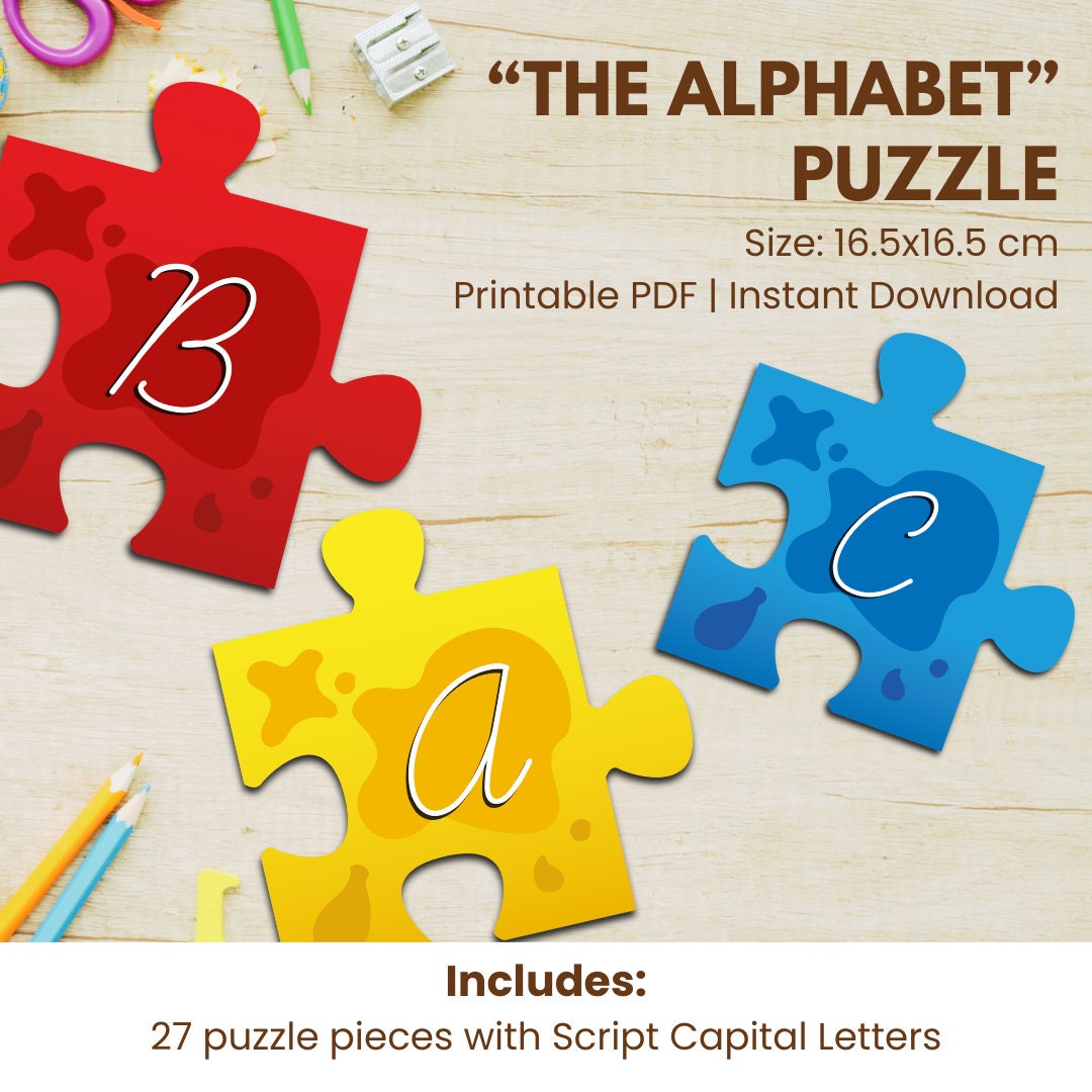 Puzzle Pieces, Learning the Alphabet, Cursive Capital Letters, Learning ...