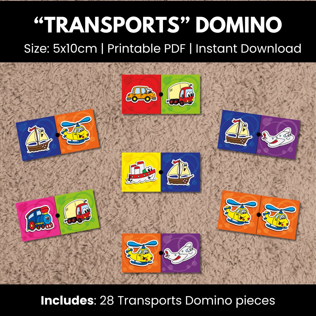 Children's Dominoes, Transportation for Preschool, School Game ...